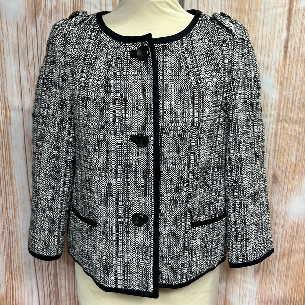 Talbots Tweed Collarless Blazer - Gem